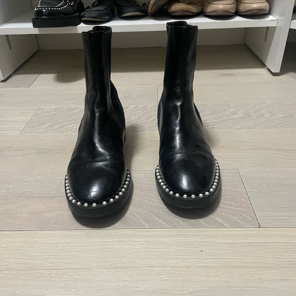 Stuart Weitzman Pearl Studed Booties - Gem